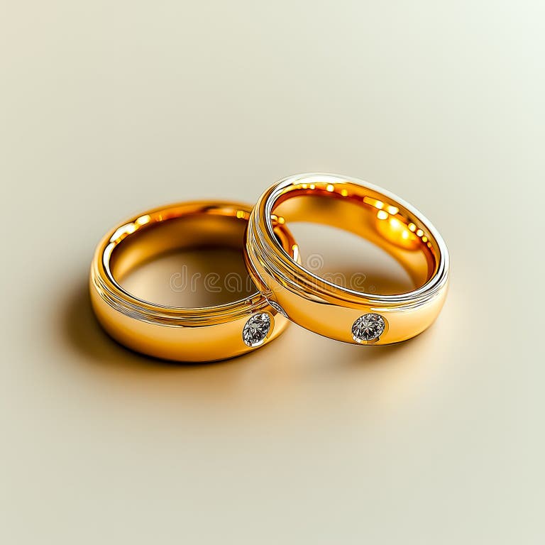Two Elegant Gold Wedding Rings with Sparkling Diamonds Symbolize Love ...