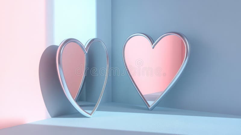 Two Elegant Mirrors Reflect Each Other on a Stylish Shelf, Creating a ...