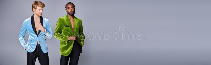 Two Dapper Men Stand Elegantly Side Stock Photo - Image of blazers ...