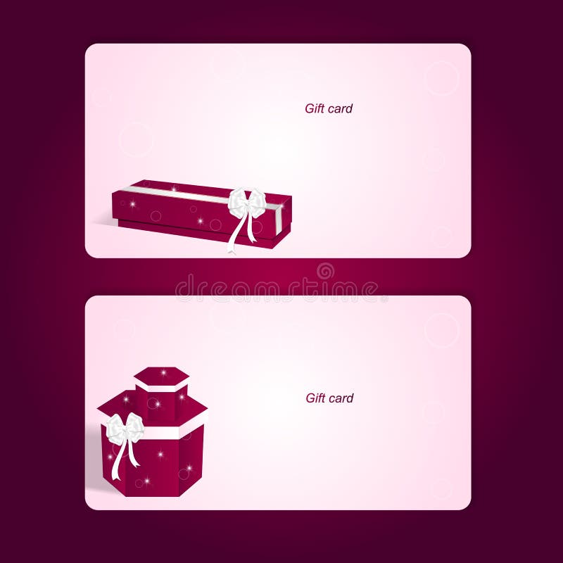 Two Elegant Pink Horizontal Gift Cards with Boxes. Stock Illustration ...