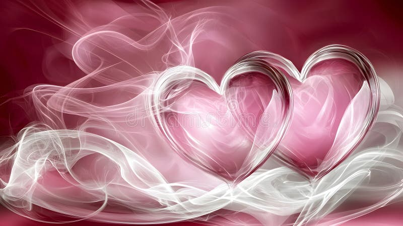Two Elegant Translucent Hearts on a Pink Background. Stock Photo ...