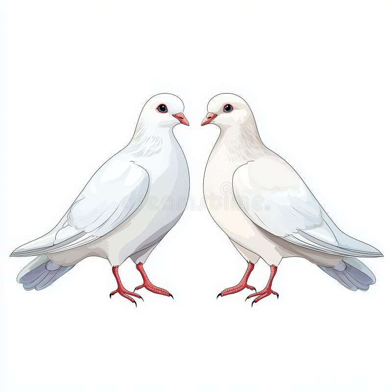 Two Elegant White Doves Facing Each Other Symbolizing Peace and Harmony ...