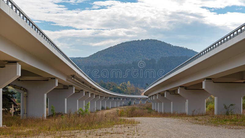 Two Elevated Highway Overpass Stock Photo - Image of structure, columns ...
