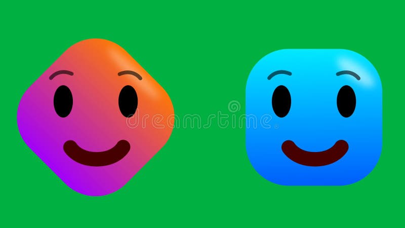 Two Emoji in Different Shapes and Colours with Winking Face Expression ...