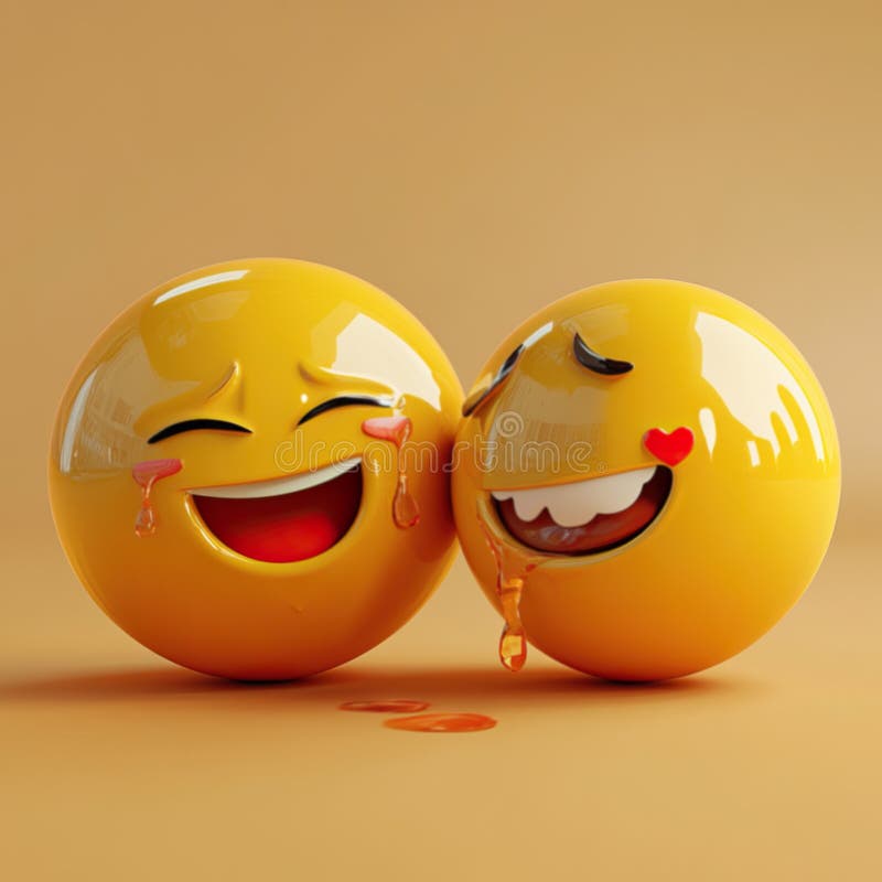 Two Emojis Laughing, Happy and in Love Stock Illustration ...