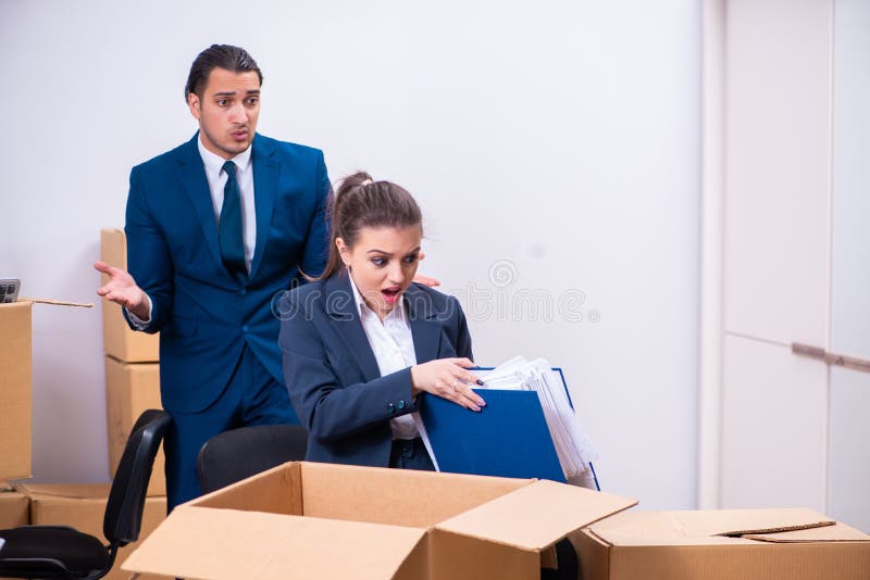 Two Employees Being Fired from Their Work Stock Image - Image of layoff ...