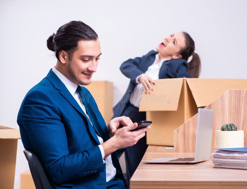 Two Employees Being Fired from Their Work Stock Photo - Image of layoff ...