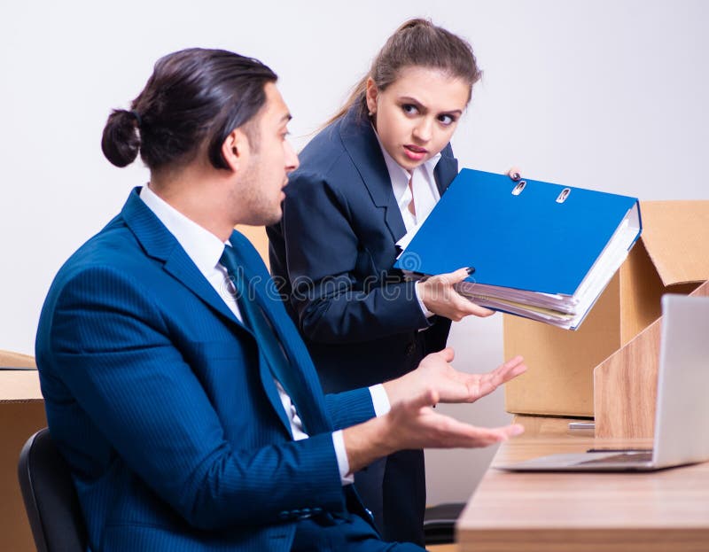 Two Employees Being Fired from Their Work Stock Photo - Image of layoff ...