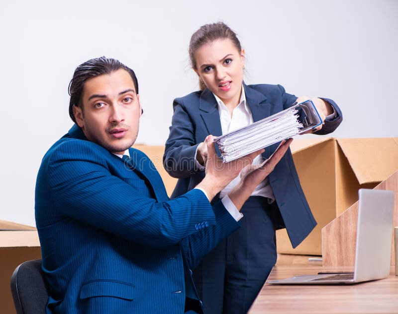 Two Employees Being Fired from Their Work Stock Image - Image of ...