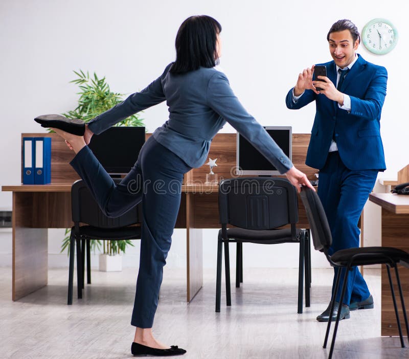Two Employees Doing Sport Exercises in the Office Stock Photo - Image ...