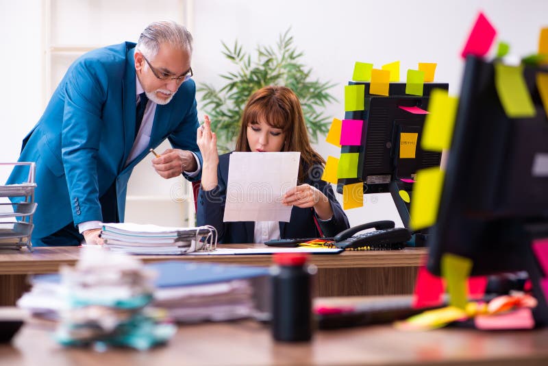 Two Employees and Excessive Work in the Office Stock Image - Image of ...