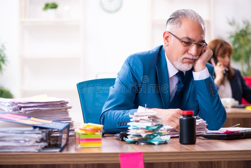 Two Employees and Excessive Work in the Office Stock Image - Image of ...