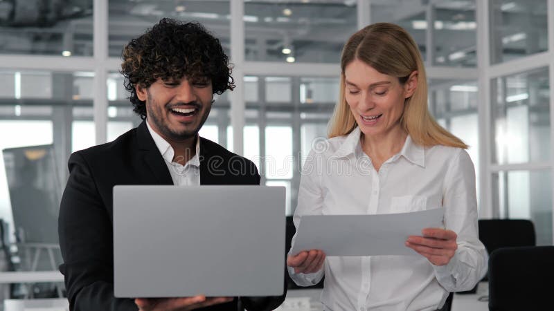 Two Employees of International Company are Working on a Project Using a ...