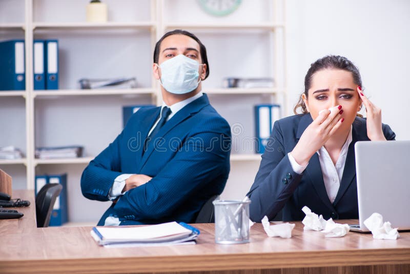 Two Employees Suffering at Workplace Stock Photo - Image of headache ...
