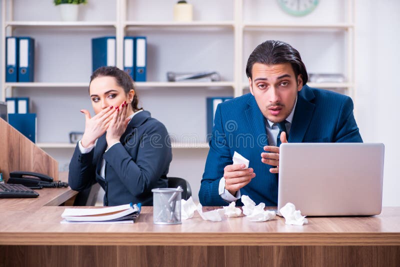 Two Employees Suffering at Workplace Stock Photo - Image of company ...