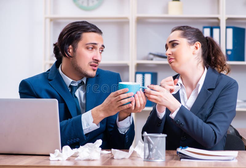 Two Employees Suffering at Workplace Stock Photo - Image of health ...