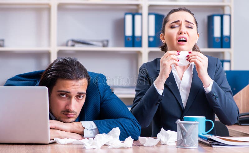 Two Employees Suffering at Workplace Stock Photo - Image of disease ...