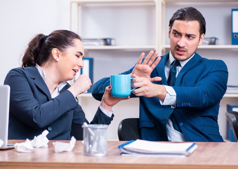 Two Employees Suffering at Workplace Stock Image - Image of seasonal ...