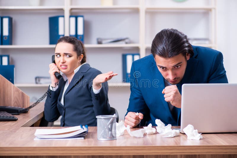 Two Employees Suffering at Workplace Stock Photo - Image of health ...