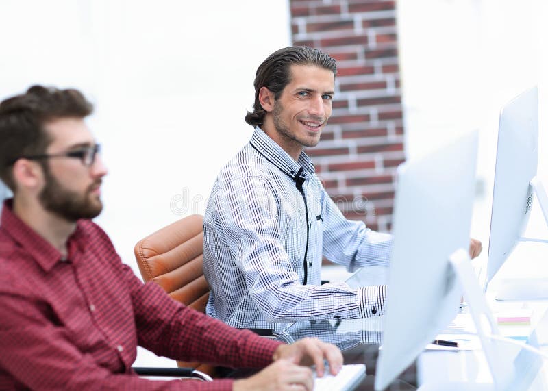 Two Employees Work in the Office Stock Image - Image of manager ...