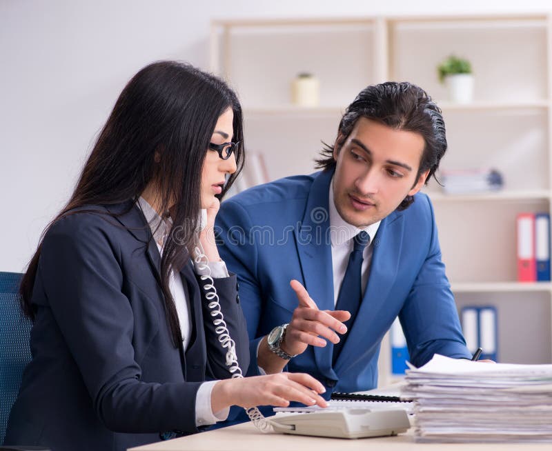 Two Employees Working in the Office Stock Image - Image of busy ...