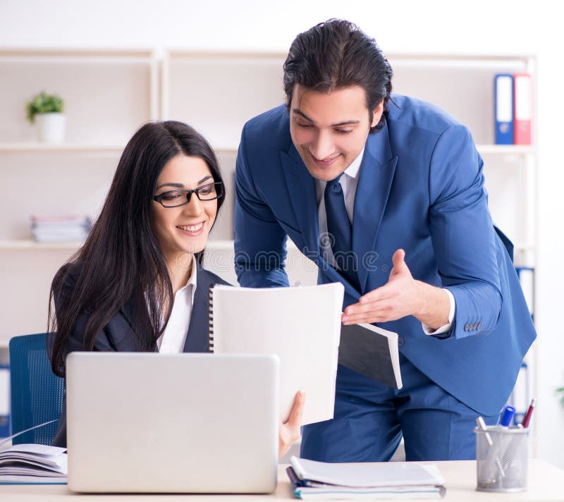 Two Employees Working in the Office Stock Image - Image of boss, paper ...