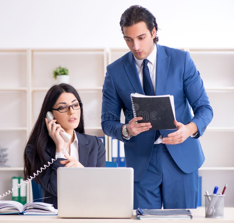 Two Employees Working in the Office Stock Image - Image of auditor ...