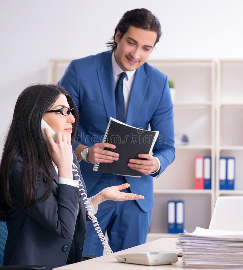 Two Employees Working in the Office Stock Image - Image of corporate ...