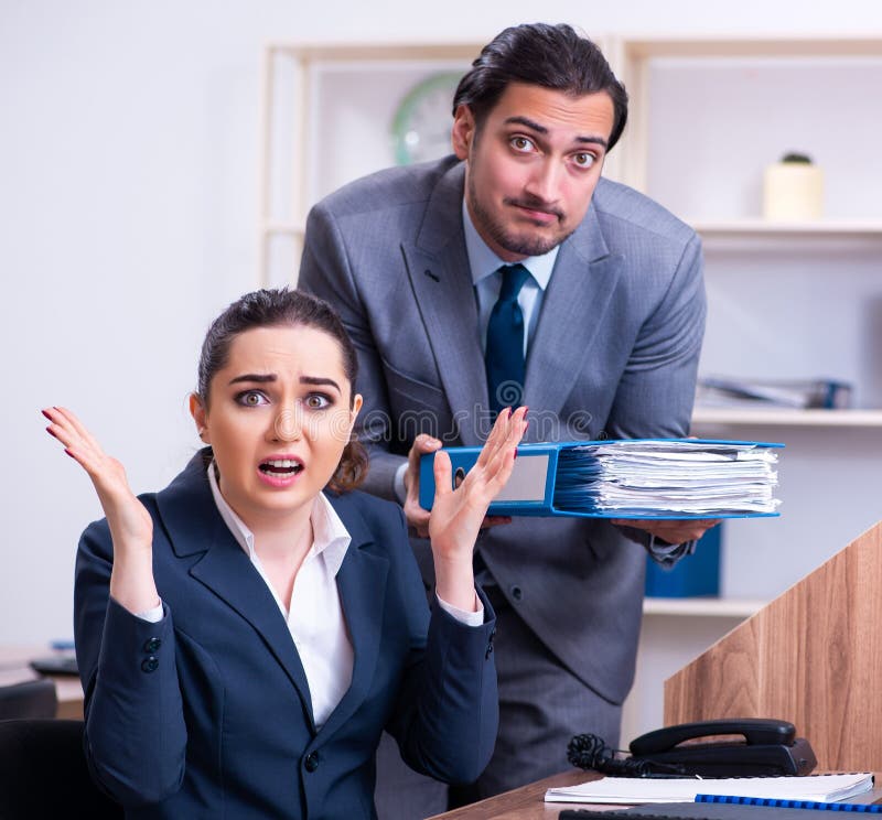 Two Employees Working in the Office Stock Photo - Image of depressed ...