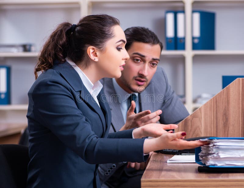 Two Employees Working in the Office Stock Image - Image of colleague ...