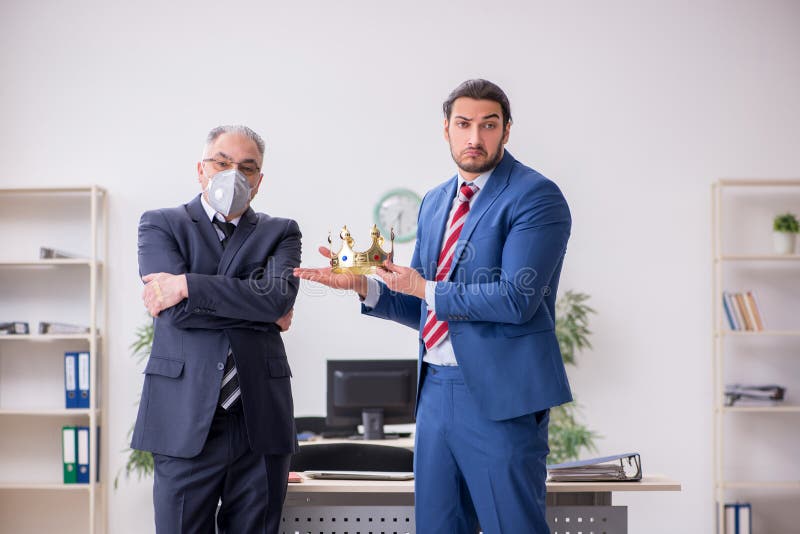 Two Employees at Workplace during Pandemic Stock Image - Image of ...