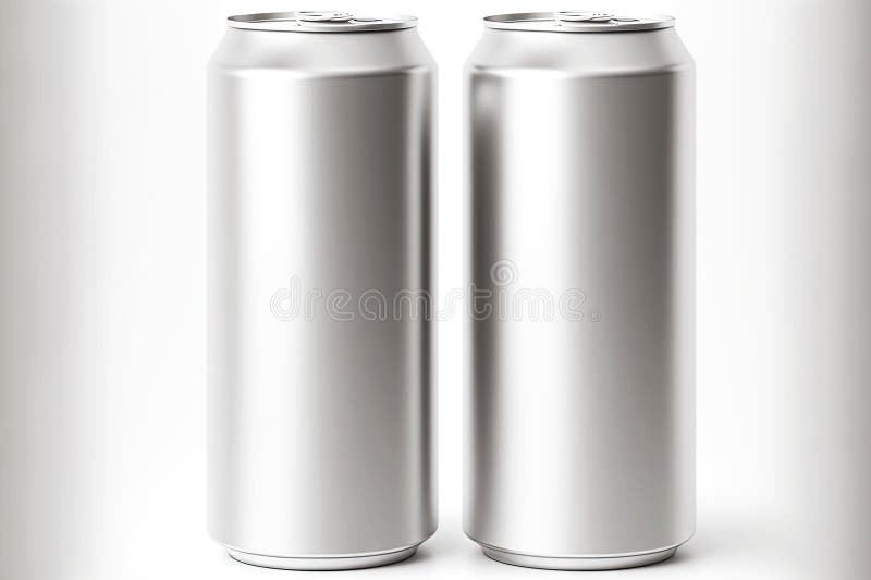 Two Empty Aluminum Cans Mockup Standing Side by Side Isolated on White ...