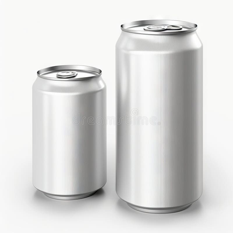 Two Empty Aluminum Cans Mockup Standing Side by Side Isolated on White ...
