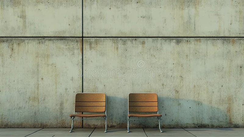 Two Empty Chairs Sitting in Front of Concrete Wall Stock Footage ...