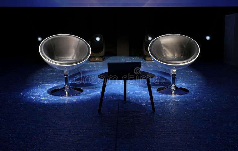 Two Empty Chairs on Stage with Spotlights Stock Image - Image of ...