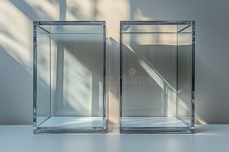 Two Empty Clear Acrylic Display Cases Sunlight Stock Illustration ...