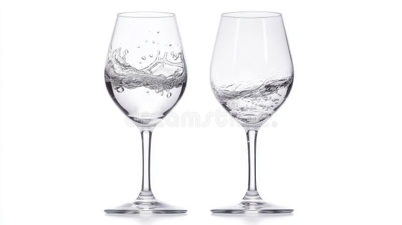 Two Empty Clear Wine Glasses on White Background Stock Illustration ...