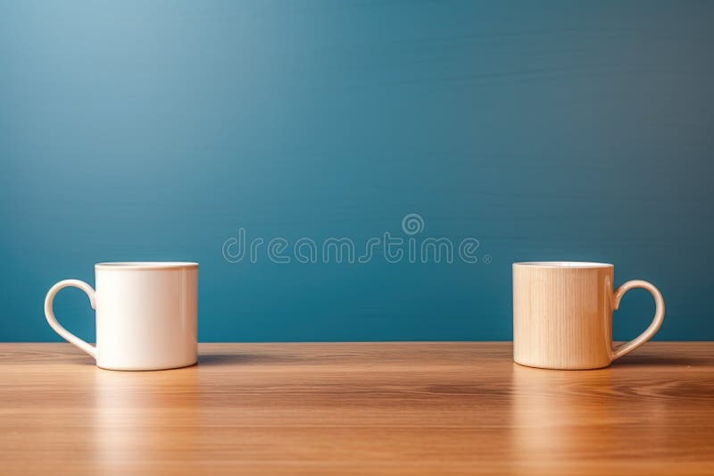 Two Empty Coffee Cups Facing Opposite Directions Stock Photo - Image of ...