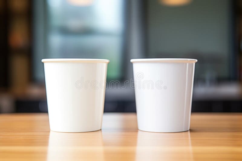 Two Empty Coffee Cups Facing Opposite Directions Stock Photo - Image of ...