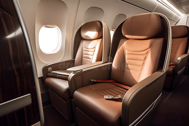 Two Empty Cozy Seats of First Class Airplane for Vip Passengers Stock ...