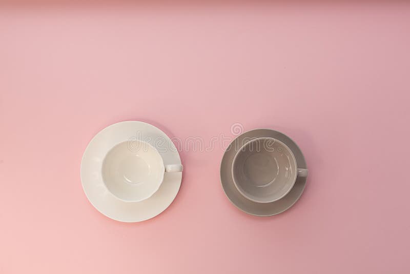 Two Empty Cups on a Pink Background Stock Photo - Image of clean ...