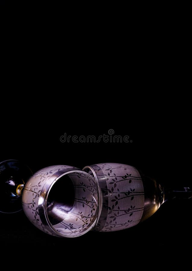 Two Empty Cups Set on Black Background Stock Image - Image of darkmood ...