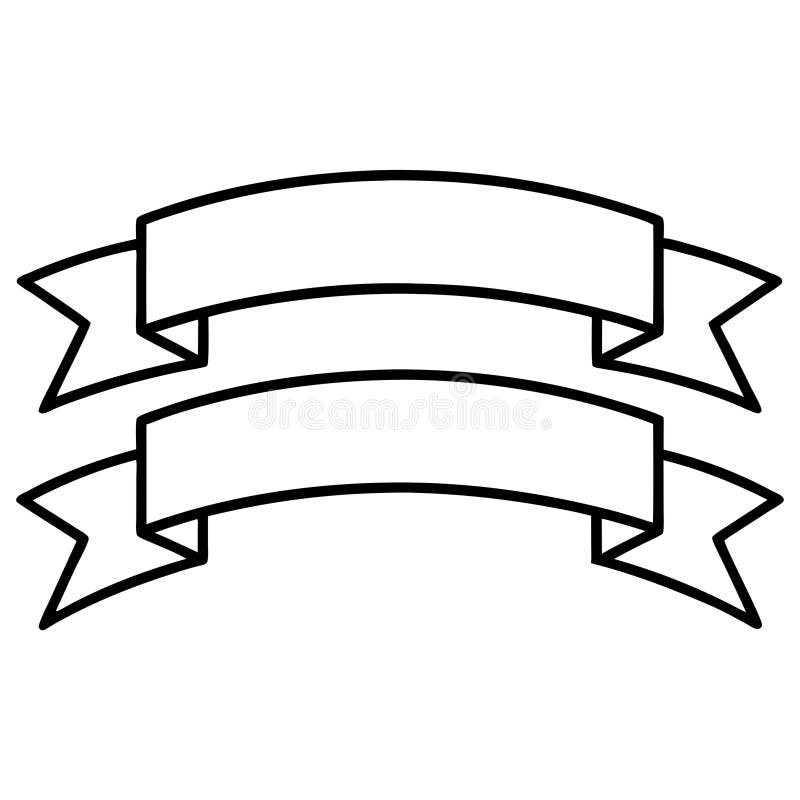 Two Empty, Curved Banners are Stacked Vertically, Each with Pointed ...