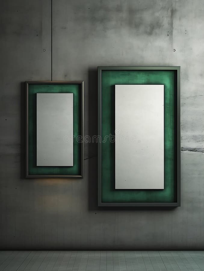 Empty Frames Hanging Wall Next Each Other Green Exquisite Lighti Stock ...