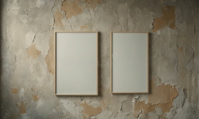 Two Empty Frames on Wall with Concrete Background Stock Illustration - Illustration of cement ...