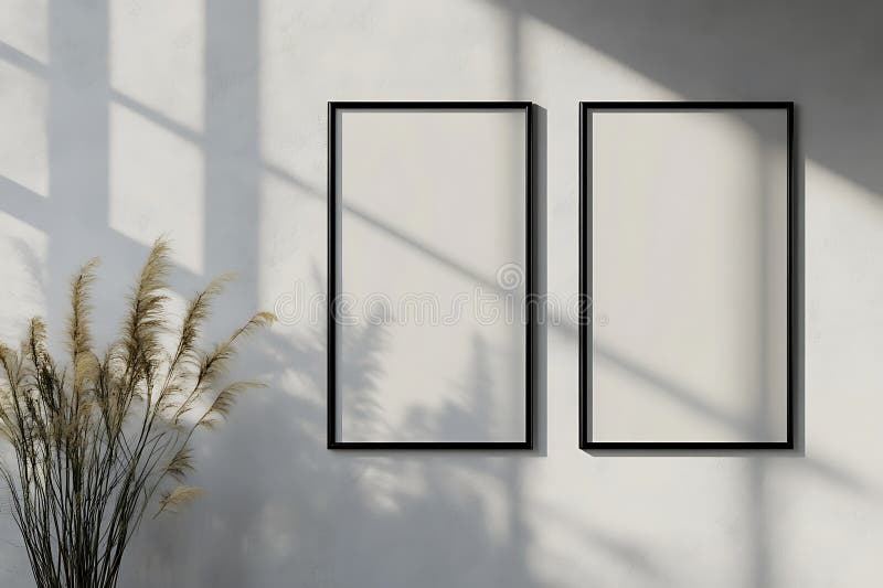 Two Empty Frames on a White Wall Stock Illustration - Illustration of design, canvas: 350756241