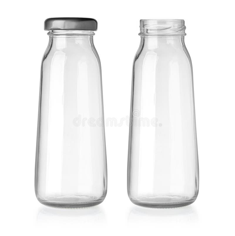 Two Empty Glass Bottles Standing on White Background Stock Photo ...
