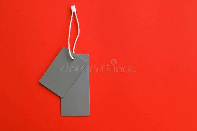 Two Empty Gray Tags on a Orange Background Stock Image - Image of ...