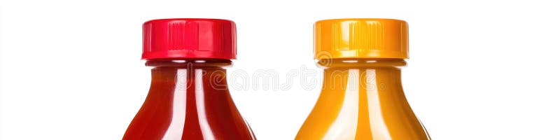 Two Empty Ketchup Bottles Sitting Side by Side on a Table or Countertop ...