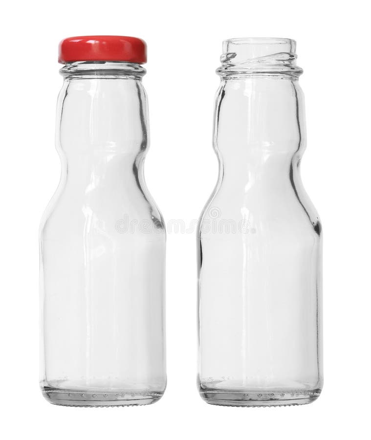 Two Empty Ketchup Glass Bottles Isolated on White Background Clipping ...